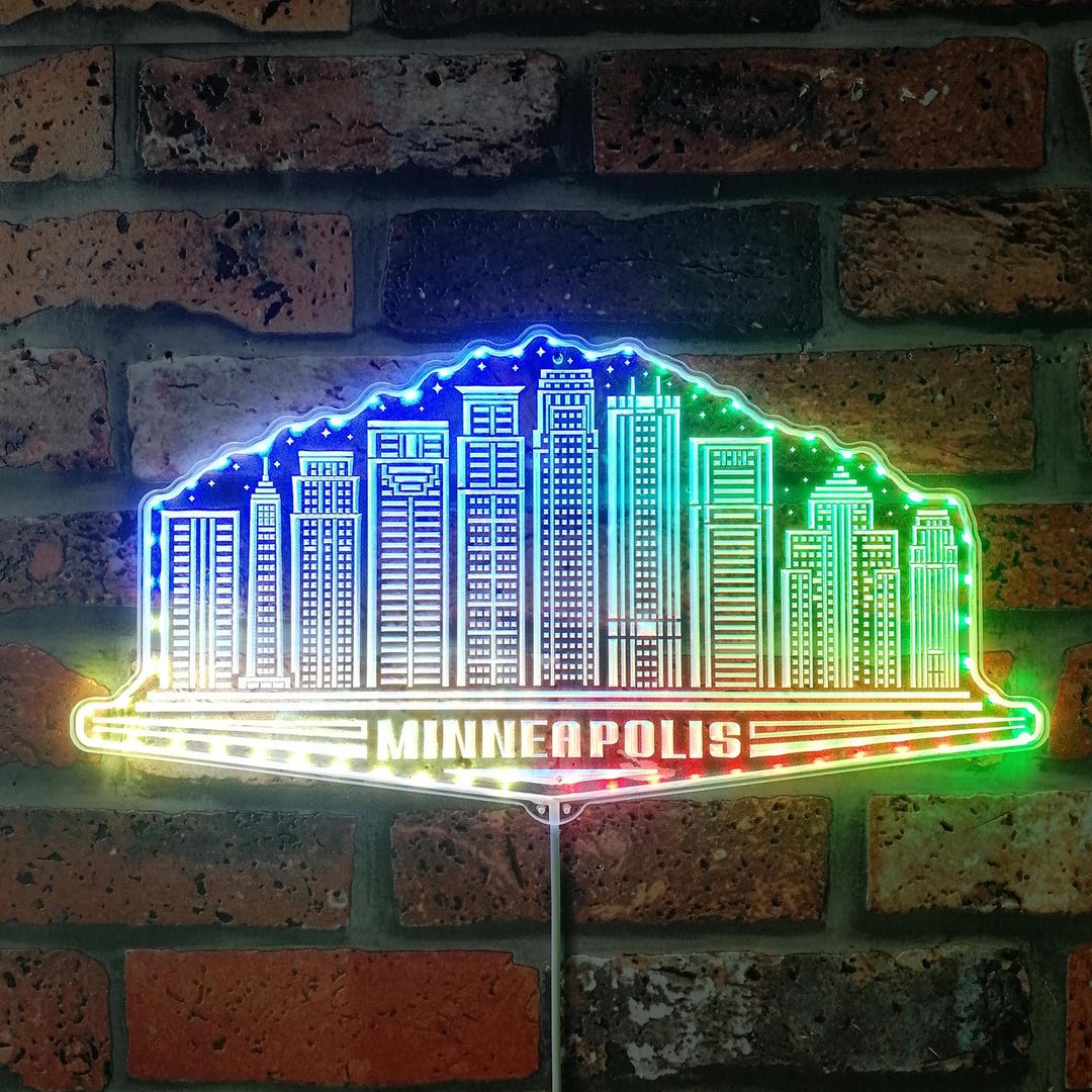 Minneapolis Minnesota USA Skyline Silhouette RGB Dynamic Glam LED Sign ...