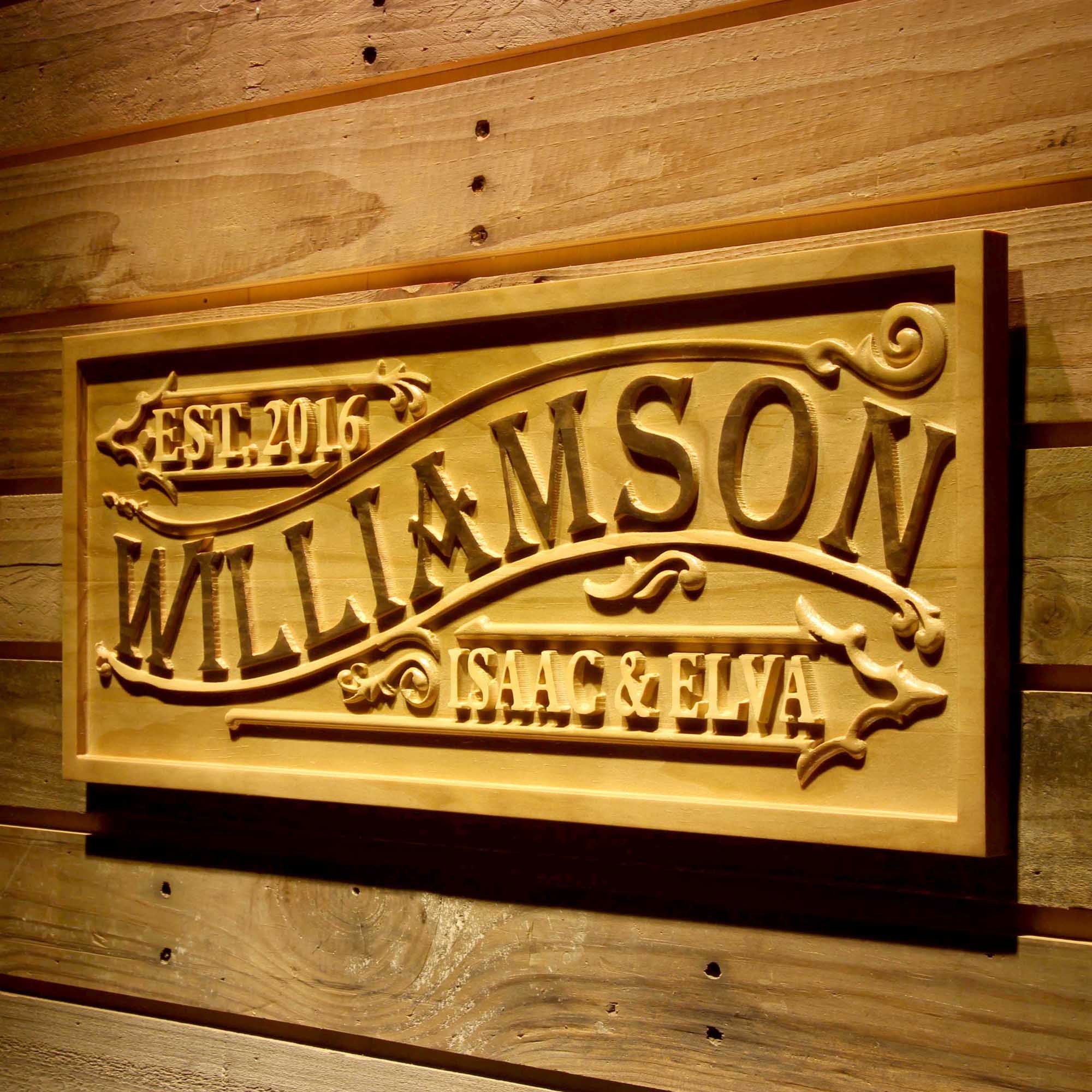 Wpa0424 Wedding Gift Name Personalized Family Decoration Wood Engraved ...