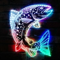 Pike Fish Cabin Game Room Dual Color LED Neon Sign St6-i3724 - Etsy