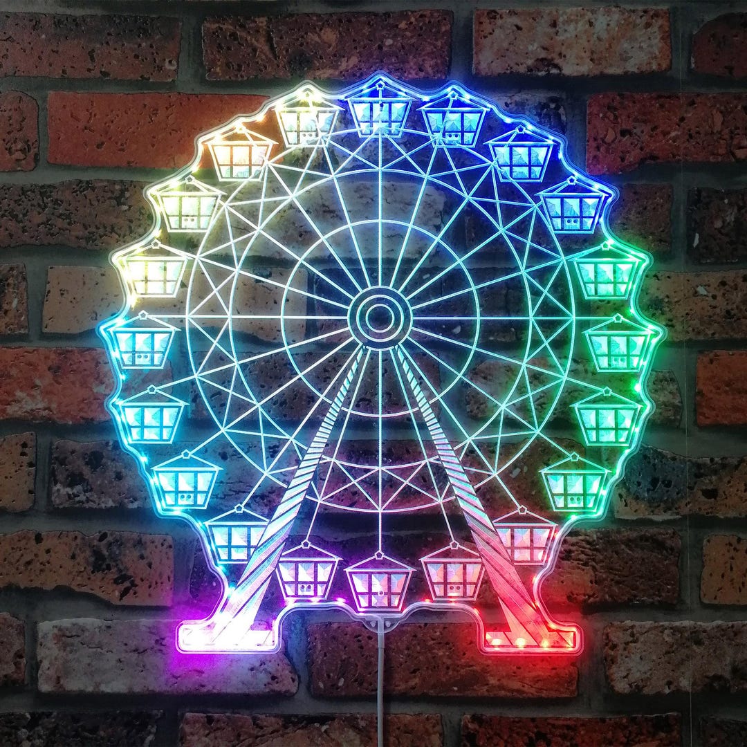 Ferris Wheel Kid Room RGB Dynamic Glam LED Sign Cut-to-edge Shape Smart ...
