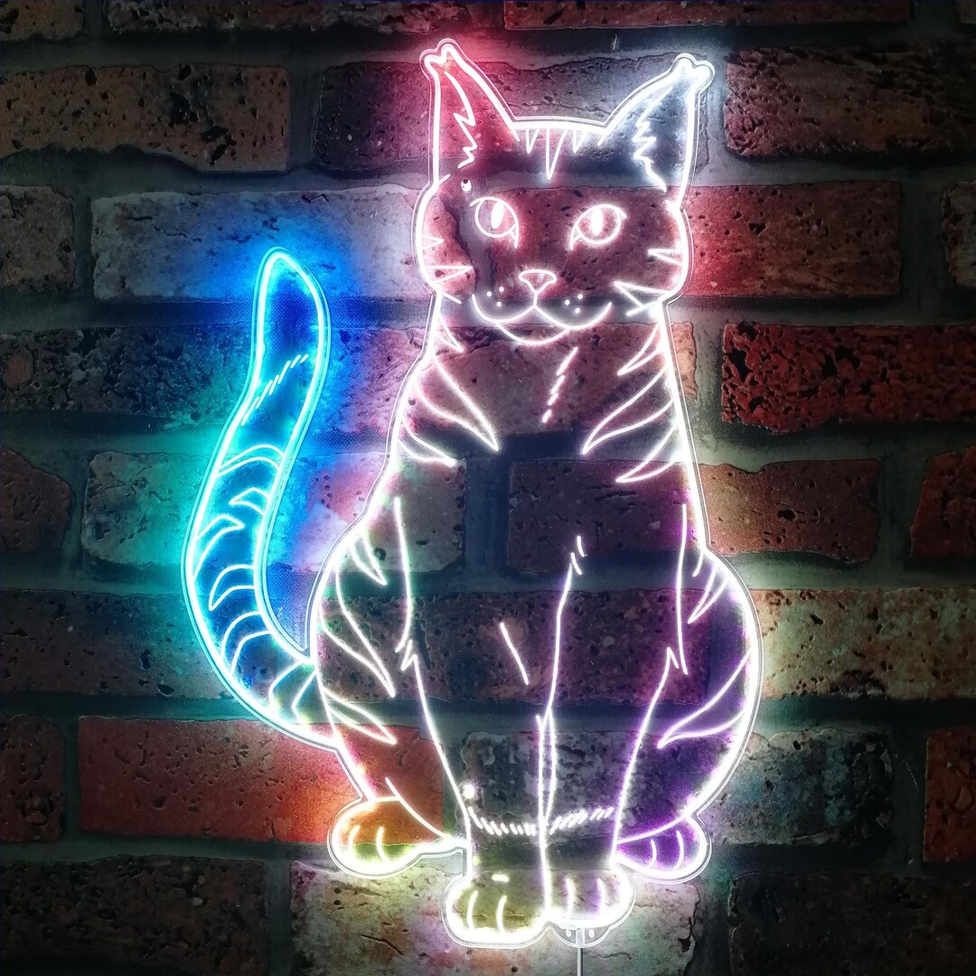 Cat Family Member Pet Animal RGB Dynamic Glam LED Sign - Cut-to-edge ...