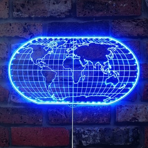 Globe World Map Atlas RGB Dynamic Glam LED Sign - Cut-to-edge Shape ...