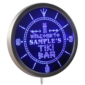 Tiki Bar Personalized Your Name Bar Beer Sign Neon LED Wall Clock Ncpm ...