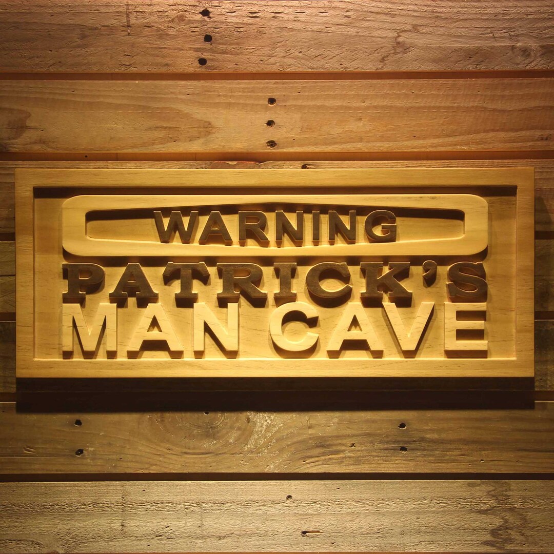 Wpa0182 Name Personalized MAN CAVE WARNING Wood Engraved Wooden Sign - Etsy