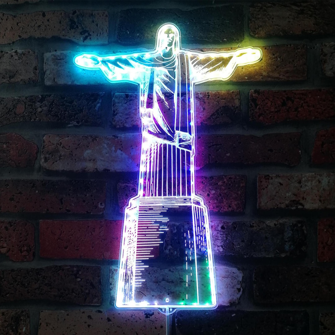 Christ the Redeemer Rio De Janeiro Brazil RGB Dynamic Glam LED Sign Cut ...