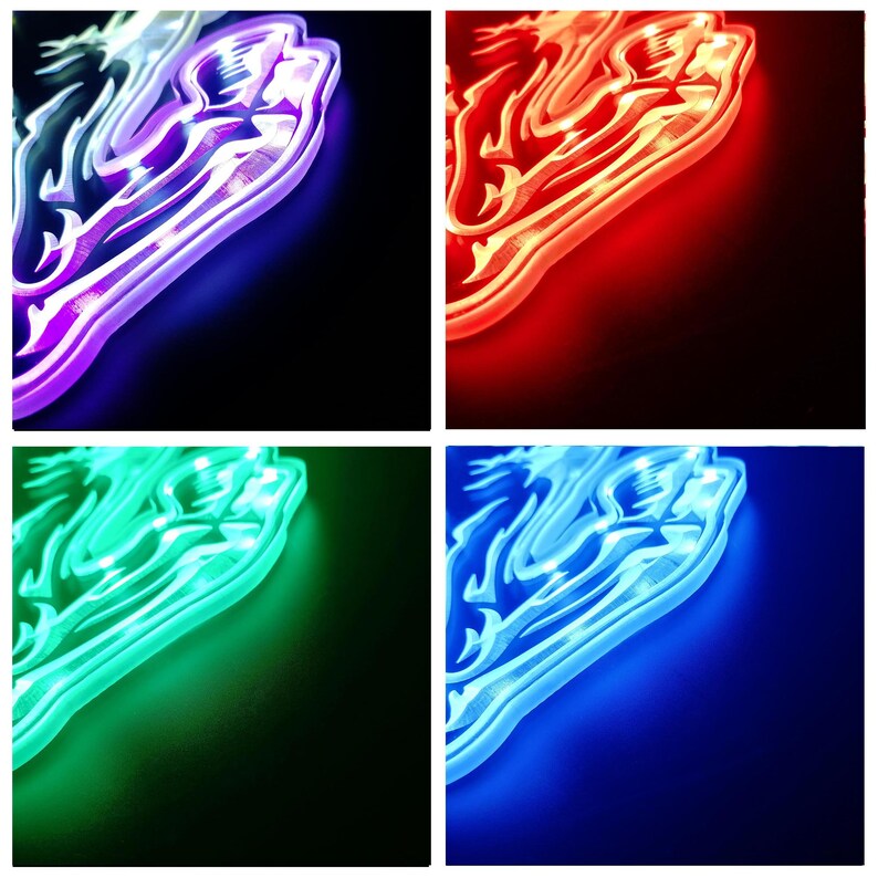 Running Mustang Horse Jumping RGB Dynamic Glam LED Sign - Cut-to-edge ...