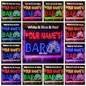 Personalized Beer Mug Decoration Home Bar Tri-color LED Neon Light Sign ...