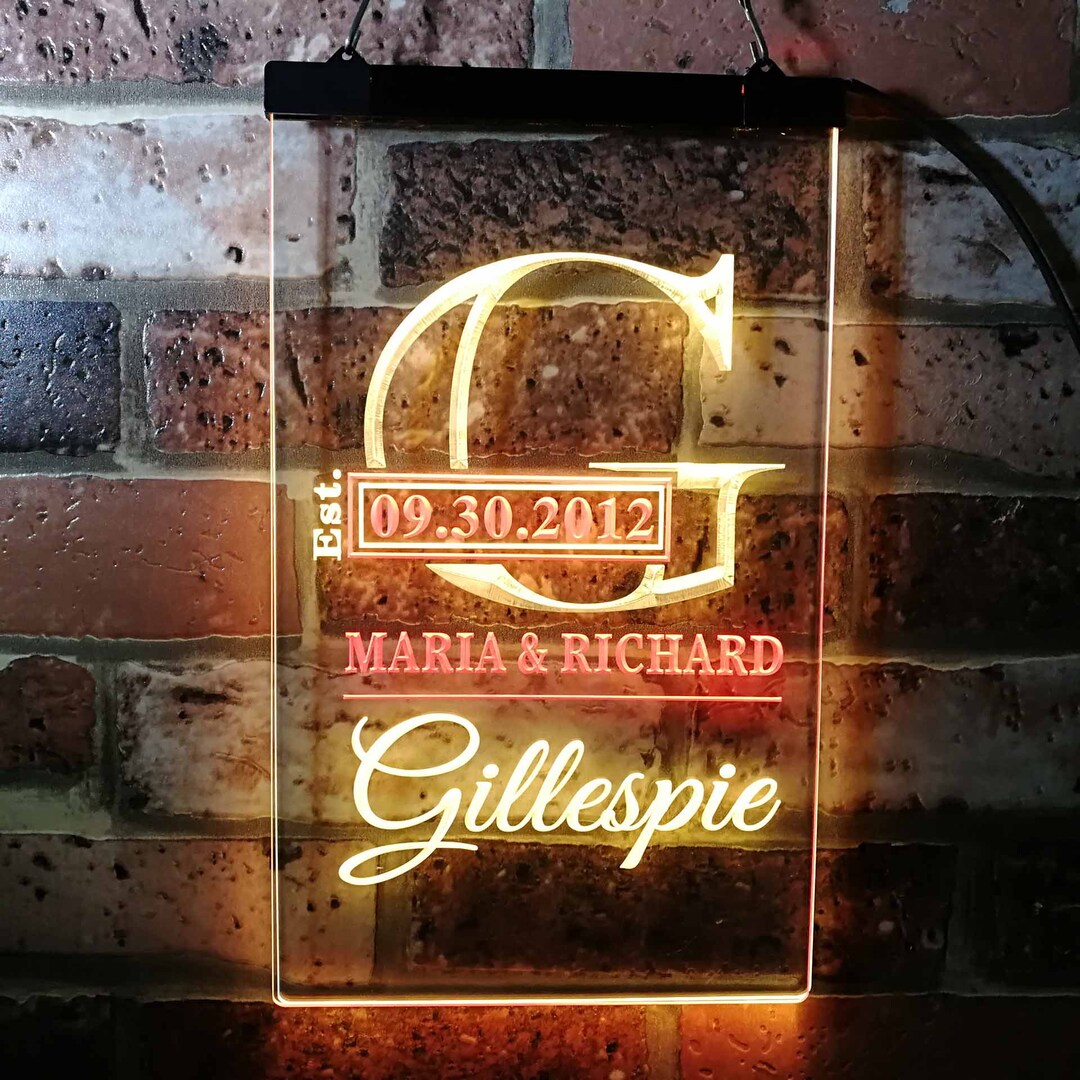 Personalized Wedding Gift Family Name First Names Established Year Dual ...