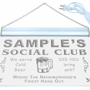 Name Personalized Custom Social Club Home Bar Beer Neon Light Sign St3 ...