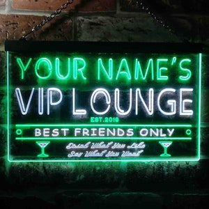 Personalized Your Name Est Year Theme VIP Lounge Bar Club Pub Dual ...
