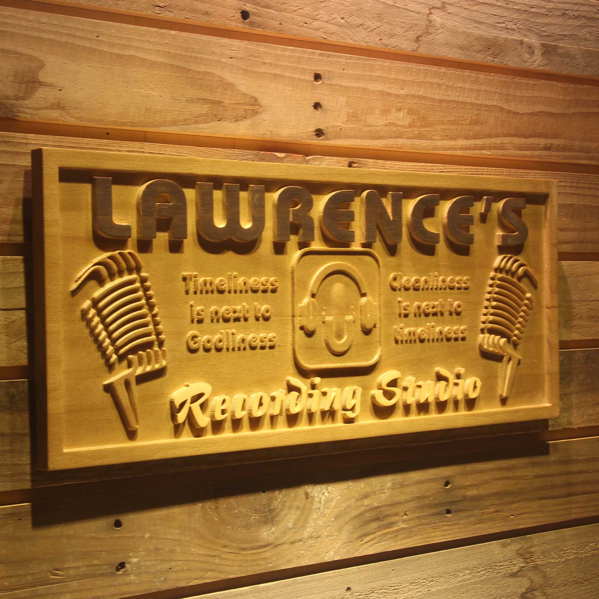 Wpa0118 Nombre estudio de grabación personalizada en air wood grabado ...