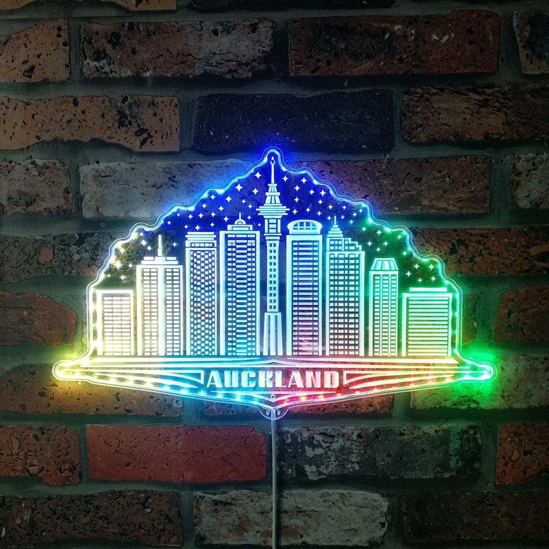 Auckland New Zealand Skyline Silhouette RGB Dynamic Glam LED Sign - Cut ...