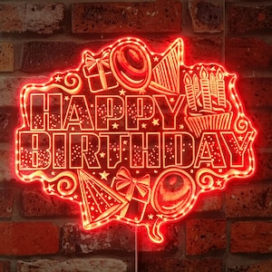 Happy Birthday Decoration RGB Dynamic Glam LED Sign - Cut-to-edge Shape ...