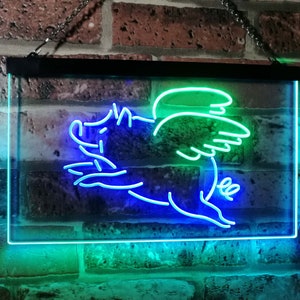 Flying Pig Room Decor Dual Color LED Neon Sign St6-i3110 - Etsy