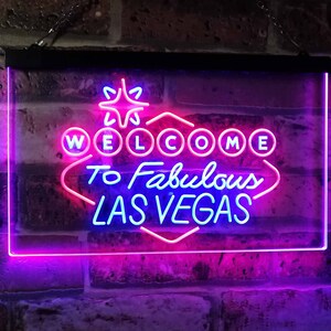 Welcome to Las Vegas Casino Beer Bar Display Dual Color LED Neon Sign ...