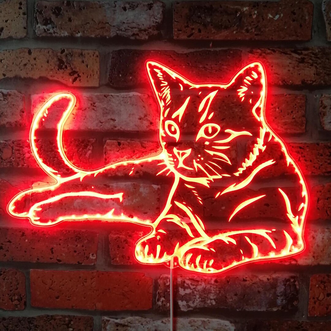 Family Cat RGB Dynamic Glam LED Sign - Cut-to-edge Shape - Smart 3D Wall Decoration - Multicolor ...