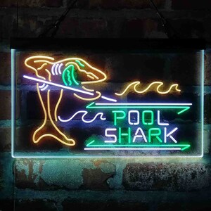 Pool Shark Snooker Billiards Room Tri-color Led Neon Sign St9-i2009 - Etsy