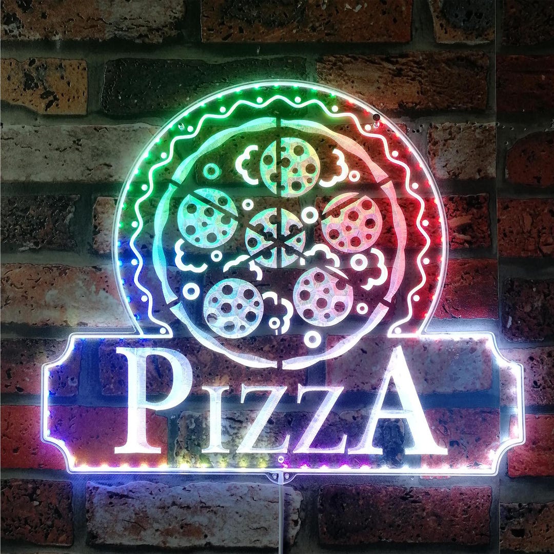 Pizza Shop Open Display RGB Dynamic Glam LED Sign - Cut-to-edge Shape ...