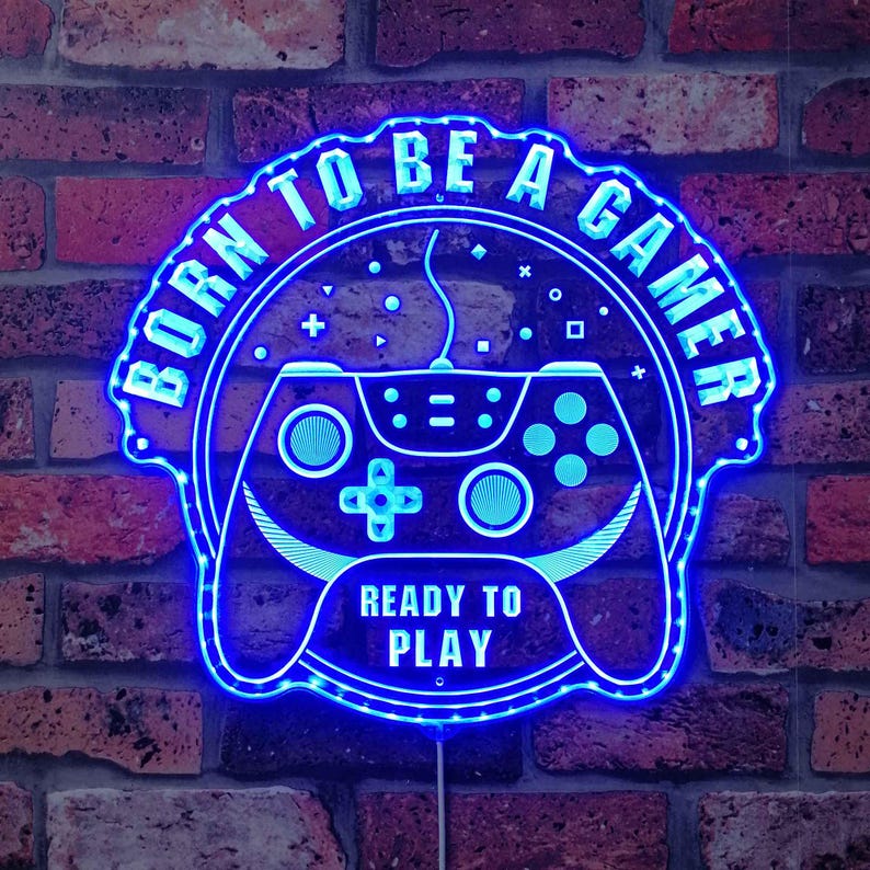Born to Be a Gamer Neon Sign - LED Game Controller Wall Decor, Game ...