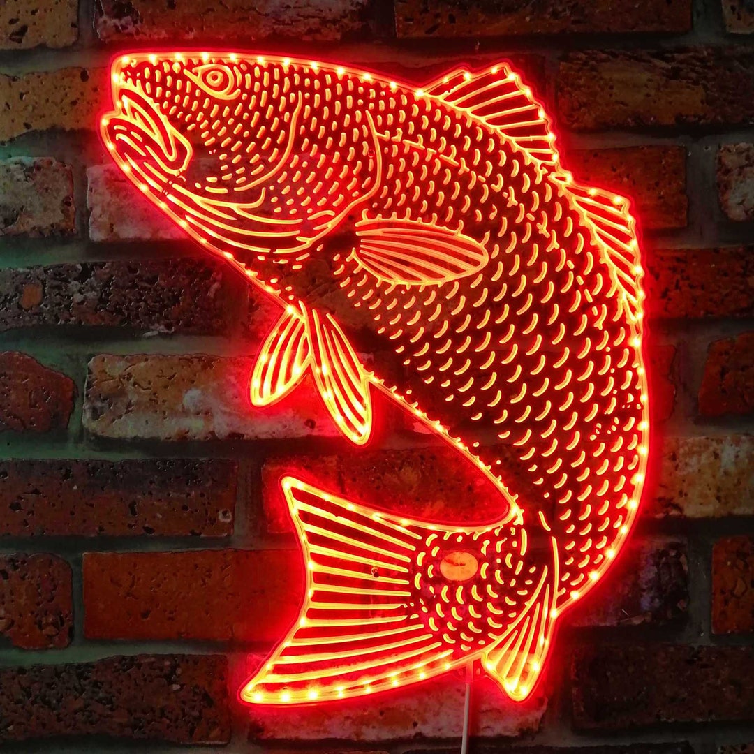 The Red Drum Sciaenops Ocellatus Redfish RGB Dynamic Glam LED Sign -cut ...