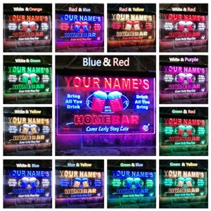 Personalized Your Name Custom Home Bar Beer Club Established Year Dual ...