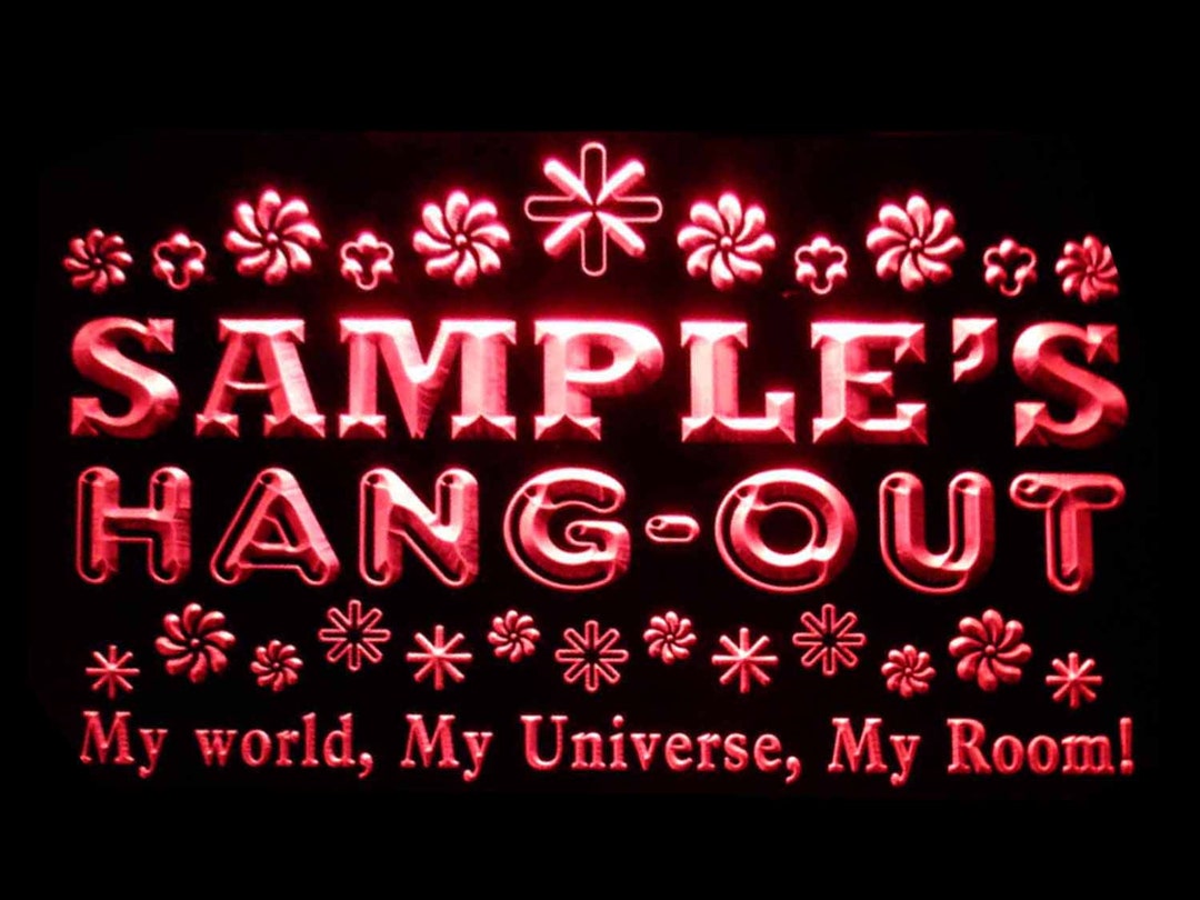 Name Personalized Custom Hang Out Girl Princess Room Neon Sign St3-pq ...