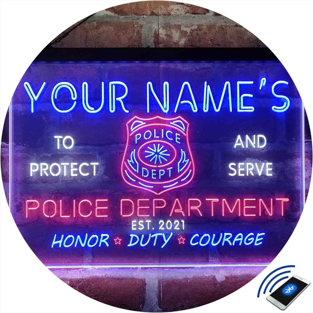 Personalized Police Department Home Bar Tri-color LED Neon Light Sign ...