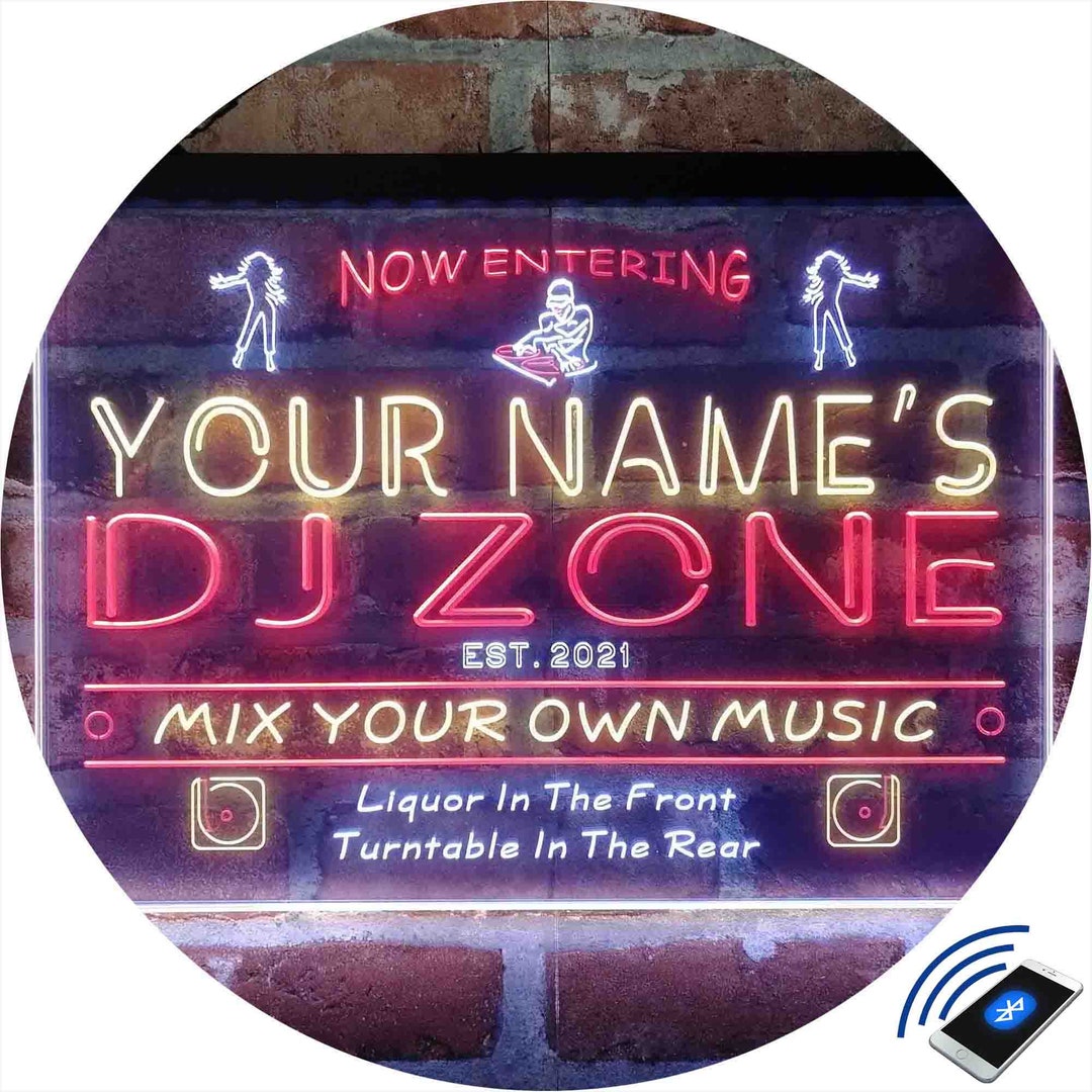 Personalized DJ Zone Music Disco Bar Home Bar Tri-color LED Neon Light ...