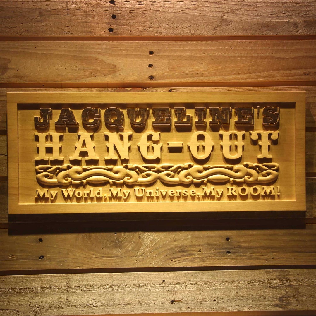Wpa0198 Name Personalized HANG OUT Girl Room Decoration Wood Engraved ...