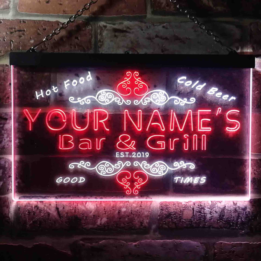 Personalized Your Name Est Year Theme Bar & Grill Beer Wine Club Dual ...