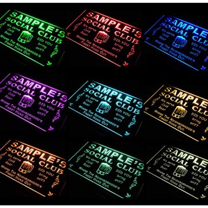 Name Personalized Custom Social Club Home Bar Beer Neon Light Sign St3 ...