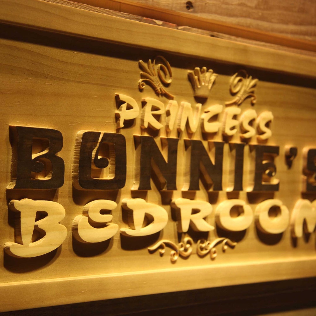 Wpa0197 Name Personalized PRINCESS BEDROOM Girl Room Wood Engraved ...