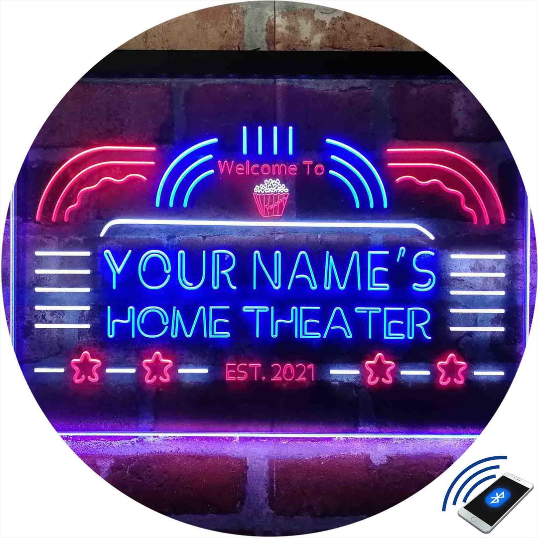 Personalized Custom Home Theater Home Bar Tri-color LED Neon Light Sign ...