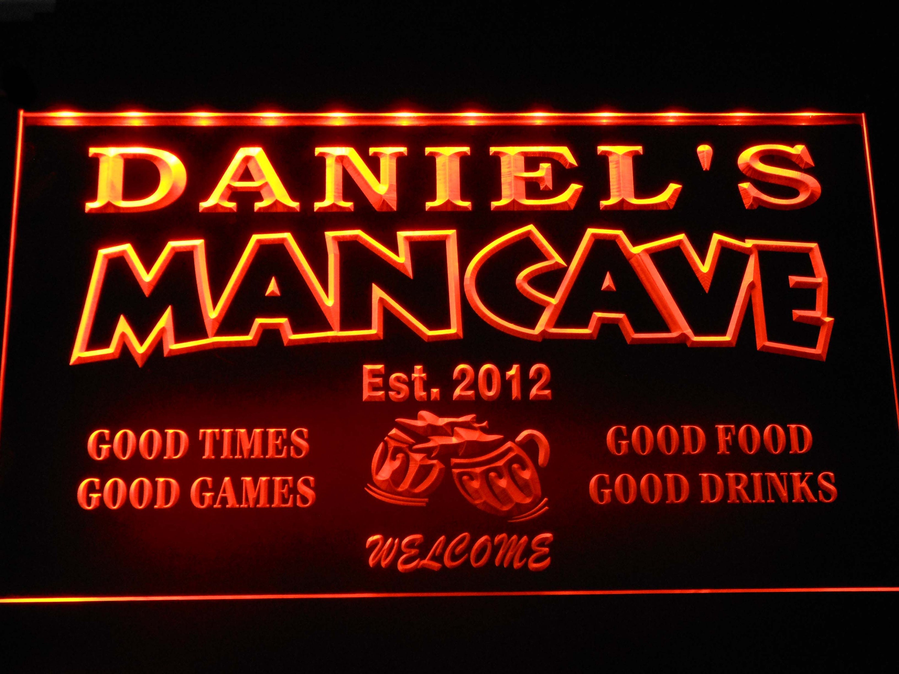 Man Cave Bar Custom Personalized Your Name Established Date LED Neon ...