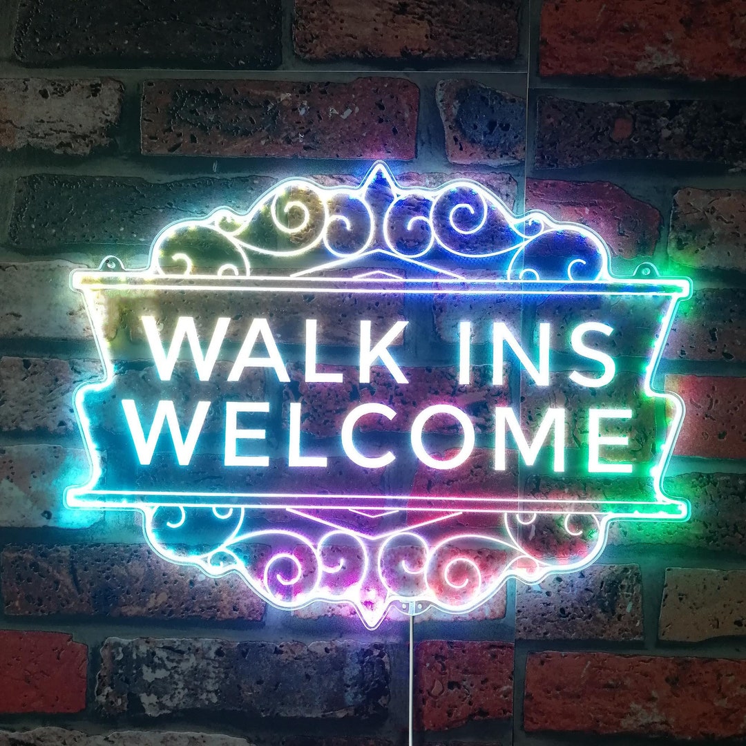 Walk-ins Welcome OPEN Barber Nail Hair RGB Dynamic Glam LED Sign - Cut ...