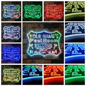 Personalized Your Name Est Year Theme Pool Room Rack'em Club Dual Color ...