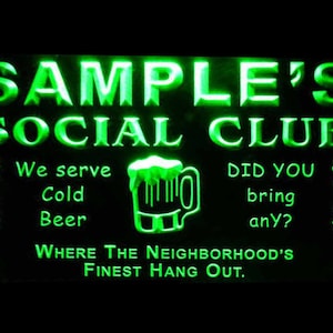 Name Personalized Custom Social Club Home Bar Beer Neon Light Sign St3 ...