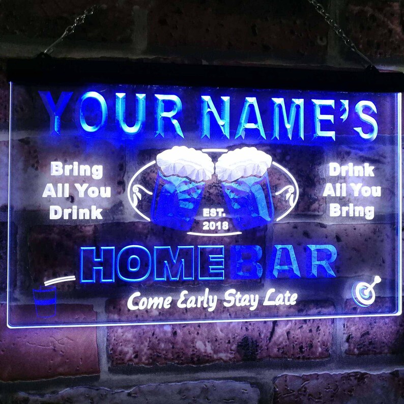 Personalized Your Name Custom Home Bar Beer Club Established - Etsy