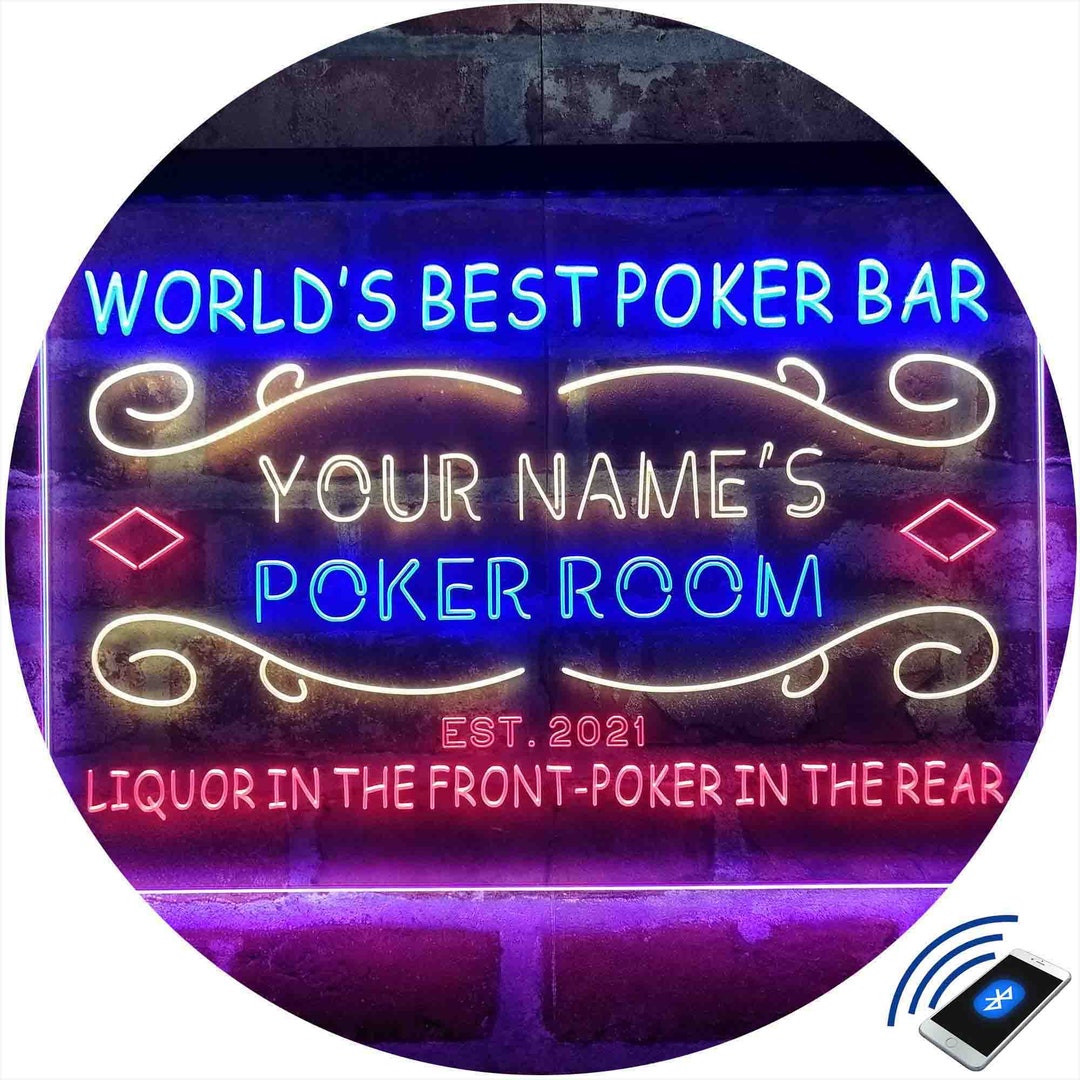 Personalized Poker Room Bar Beer Home Bar Tri-color LED Neon Light Sign ...
