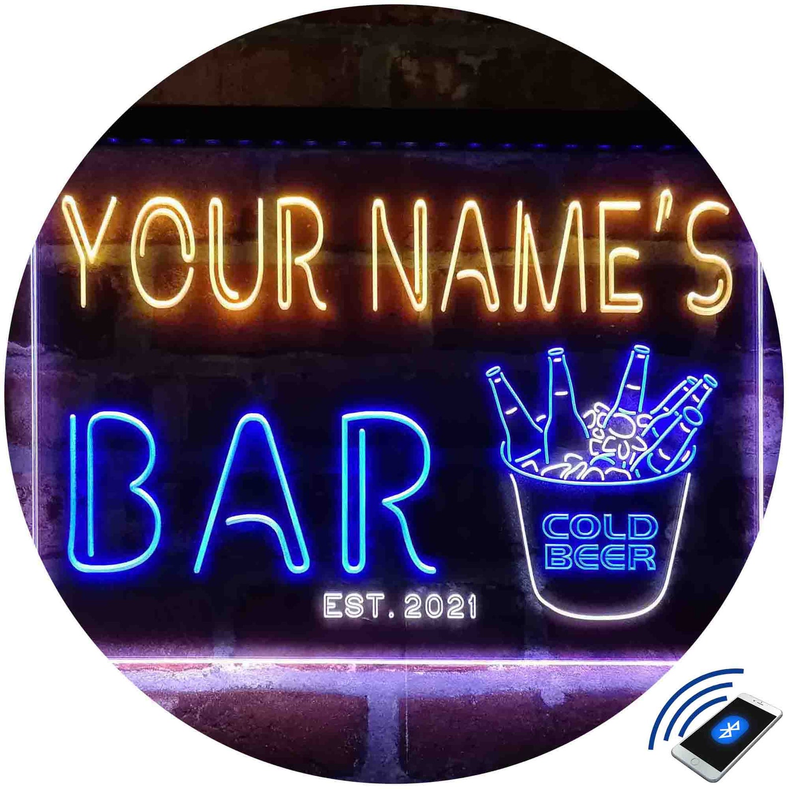 Personalized Beer Bucket Home Bar Tri-color LED Neon Light Sign, Unique ...