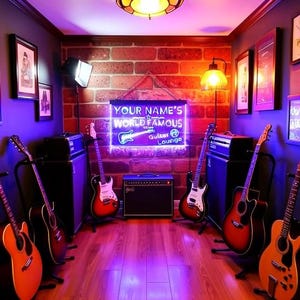 Personalized Your Name Est Year Theme Guitar Room Music Room Dual Color ...