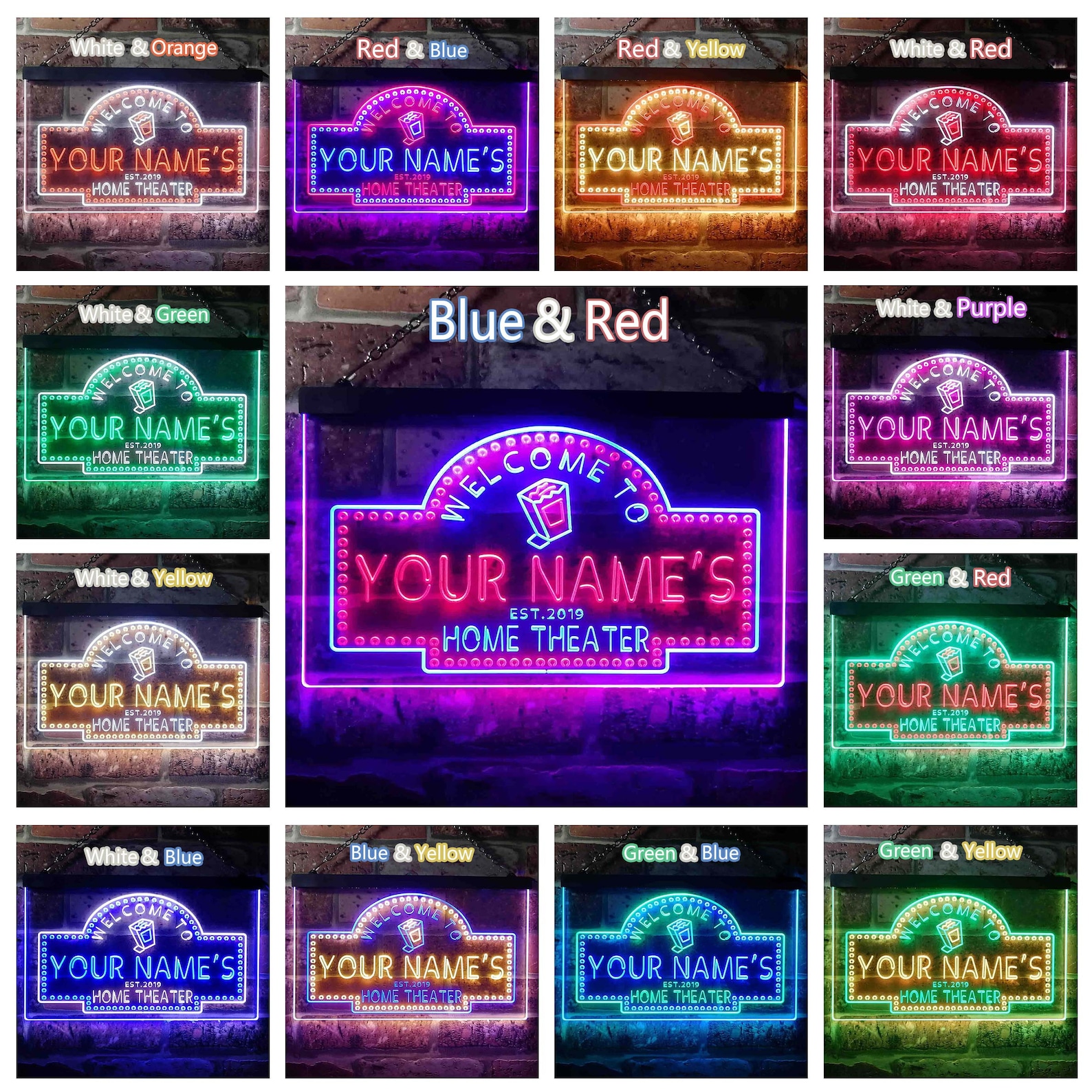 Personalized Your Name Est Year Theme Home Theater Cinema Dual - Etsy