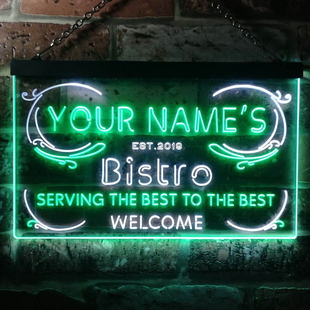Personalized Your Name Est Year Theme Bistro Kitchen Deco Dual Color ...