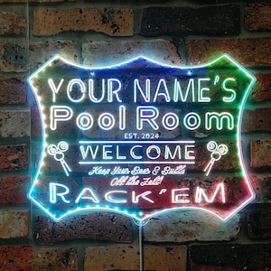 Personalized Your Name Est Year Theme Pool Room Rack'em Club Dual Color ...