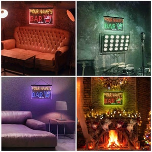 Personalized Beer Bucket Home Bar Tri-color LED Neon Light Sign, Unique ...