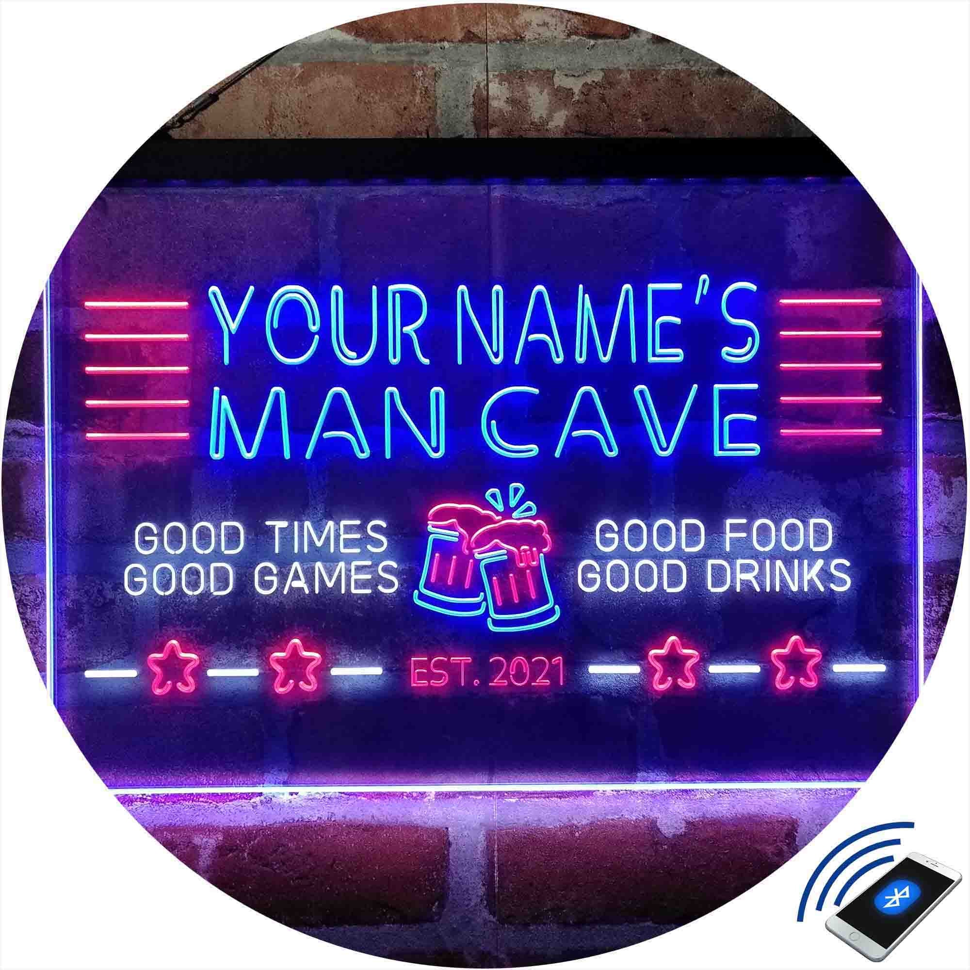 Personalized Man Cave Beer Home Bar Tri-color LED Neon Light Sign ...