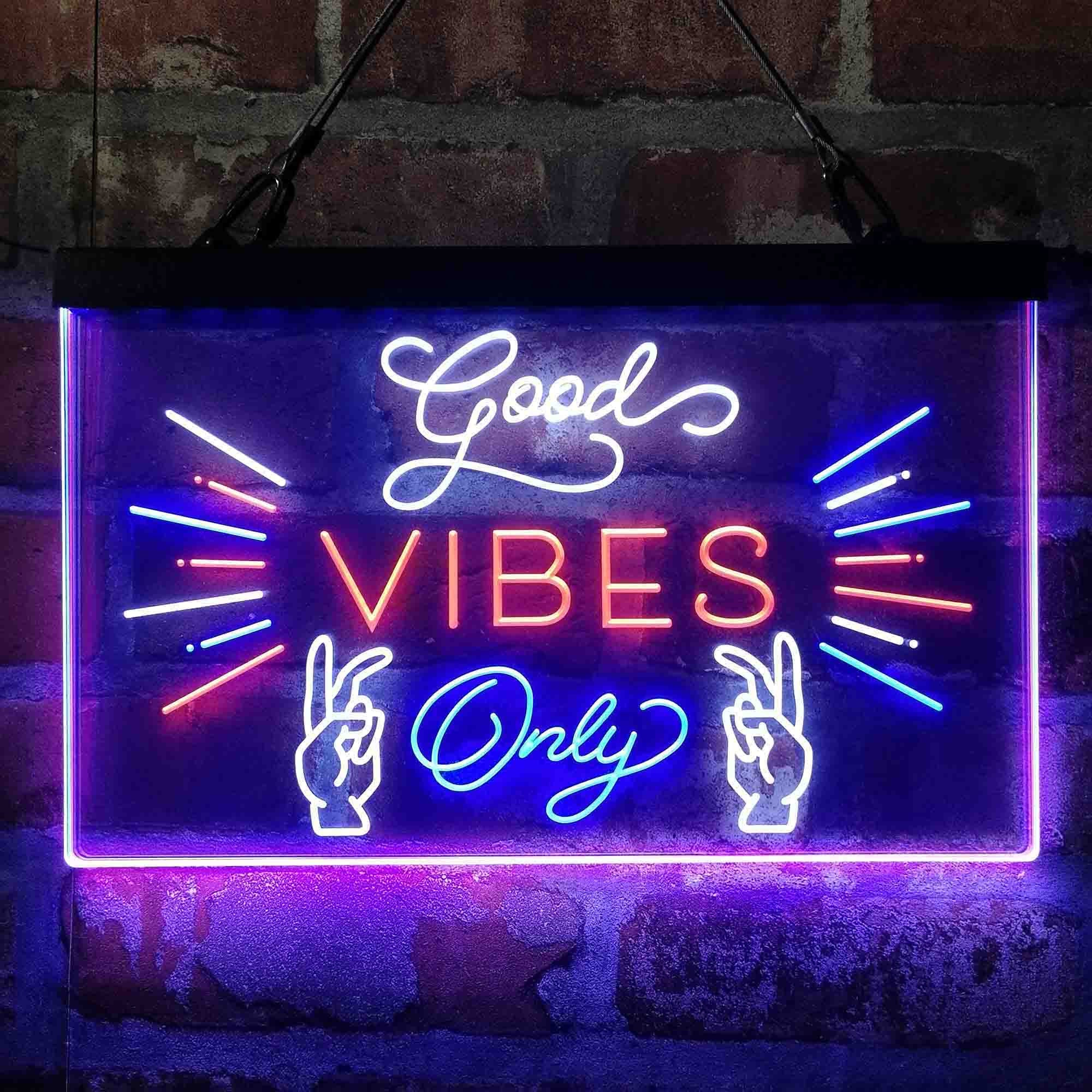 Good Vibes Only Victory Hand Tri-color Led Neon Sign St9-i3076 - Etsy