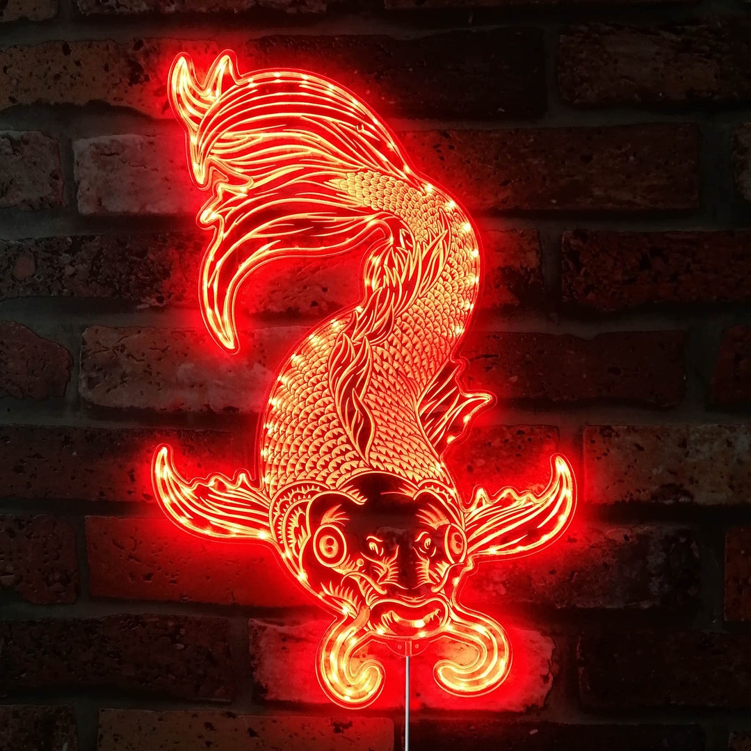 Japanese Koi Fish Art RGB Dynamic Glam LED Sign - Cut-to-edge Shape ...