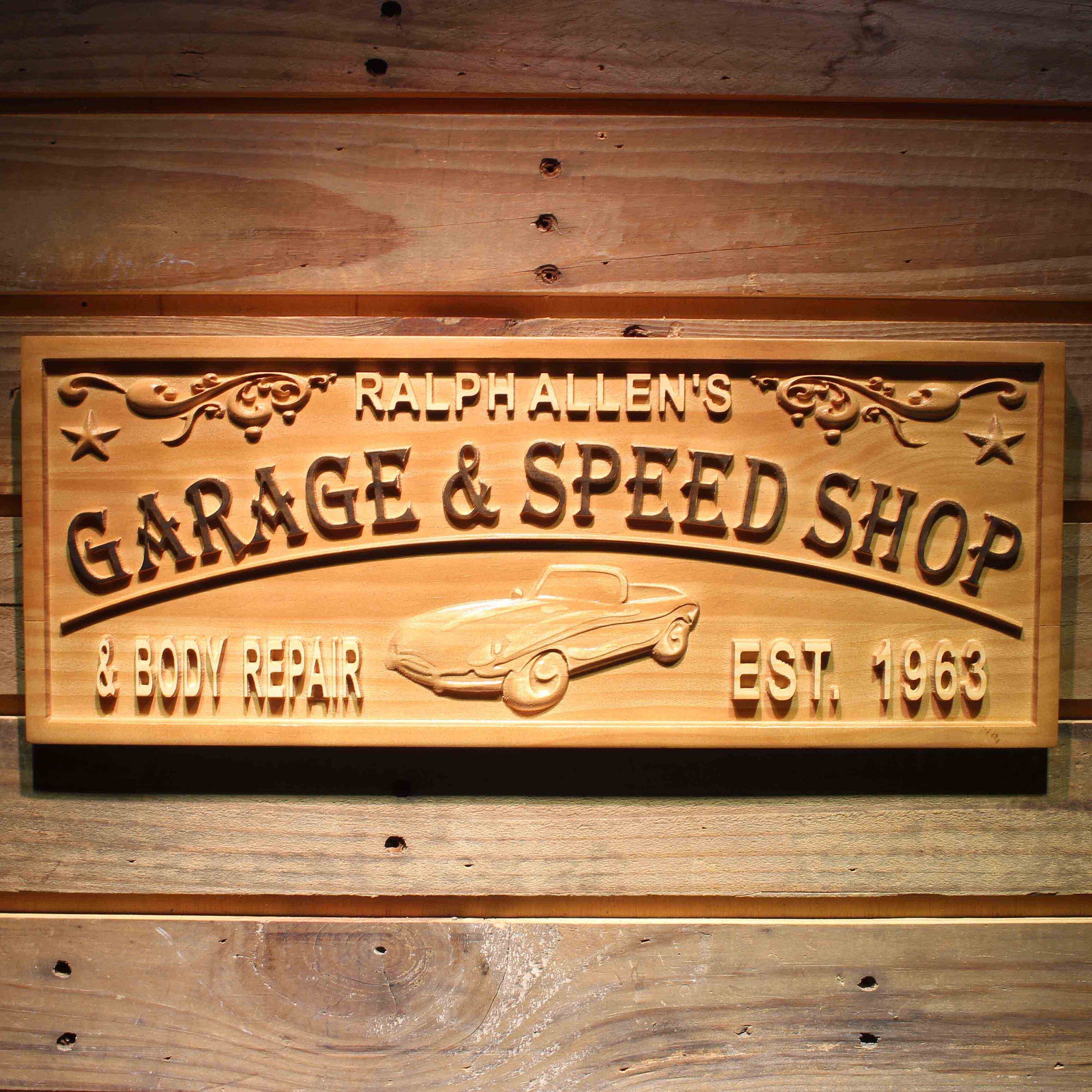 Wpa0421 GARAGE & SPEED SHOP Name Personalized With Est. Year | Etsy
