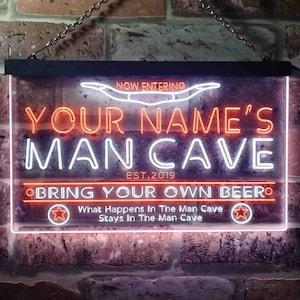 Personalized Your Name Est Year Theme Man Cave Beer Dual Color LED Neon ...